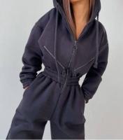 China Custom Clothing Factory China Casual Women'S Hooded Jumpsuit With Elasticband Pants Set for sale