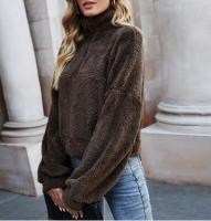 China Small Order Clothing Manufacturers Women'S Double Sided Fleece Long Sleeve Zip Pullover Stand Collar Jacket Top for sale