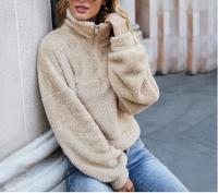 China Small Order Clothing Manufacturers Women'S Double Sided Fleece Long Sleeve Zip Pullover Stand Collar Jacket Top for sale