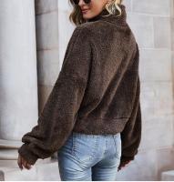 China Small Order Clothing Manufacturers Women'S Double Sided Fleece Long Sleeve Zip Pullover Stand Collar Jacket Top for sale