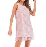 China Custom Clothing Factory China Women'S Faxu Feather Sleeveless Fringed Chiffon Tank Dress for sale