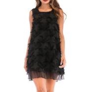 China Custom Clothing Factory China Women'S Faxu Feather Sleeveless Fringed Chiffon Tank Dress for sale