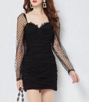 China Custom Clothing Factory China Women'S Sexy Polka Dot Mesh Long Sleeved Dress for sale