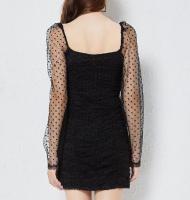 China Custom Clothing Factory China Women'S Sexy Polka Dot Mesh Long Sleeved Dress for sale