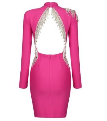 China Custom Clothing Factory China Luxury Sequin Tassel Dresses Women Party Sexy Rhinestone Lady Glitter Dress for sale