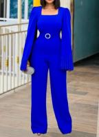 China Custom Clothing Factory China Women'S Solid Wide Leg Beaded Cape Long Sleeve Jumpsuit for sale