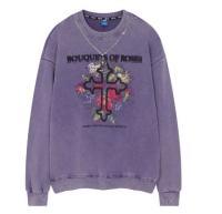 China Small Quantity Clothing Manufacturer Men'S Necklace Long Sleeve French Terry Sweatshirt With Vintage Wash for sale