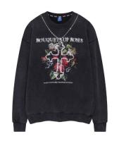 China Small Quantity Clothing Manufacturer Men'S Necklace Long Sleeve French Terry Sweatshirt With Vintage Wash for sale
