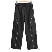 China Small Quantity Garment Manufacturer Women'S Baggy Cargo Pants With Pocket Drawstring High Waist Casual Trousers for sale