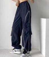 China Small Quantity Garment Manufacturer Women'S Baggy Cargo Pants With Pocket Drawstring High Waist Casual Trousers for sale