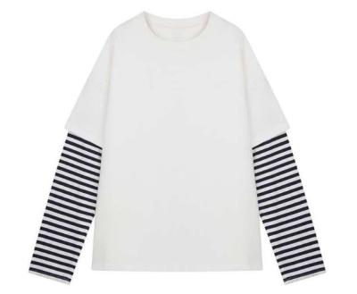China Small Moq Clothing Manufacturers Men'S Double Sleeve Strip Long Sleeve T Shirt With 95% Cotton 5% Spandex for sale