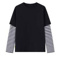 China Small Moq Clothing Manufacturers Men'S Double Sleeve Strip Long Sleeve T Shirt With 95% Cotton 5% Spandex for sale