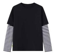 China Small Moq Clothing Manufacturers Men'S Double Sleeve Strip Long Sleeve T Shirt With 95% Cotton 5% Spandex for sale