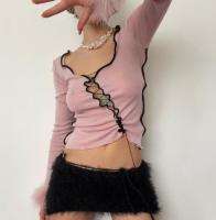 China Customized Small Quantity Clothing Manufacturers Women'S Sexy Long Sleeve T Shirt Ladies Top for sale
