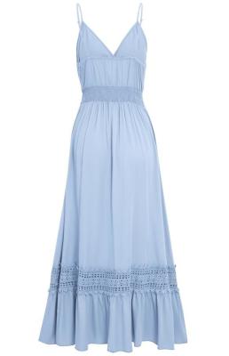 China Small Order Clothing Manufacturers Women'S 100% Viscose High Waist V - Neck Maxi Dress for sale