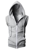 China Custom Clothing Factory China Men'S Zip Up Sleeveless With Hood Sports Vest Hoodies for sale