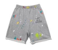 China OEM Small Quantity Garment Manufacturer Unisex Street Graffiti Splash Paint Casual Five Point Pants for sale