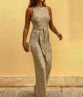 China Custom Clothing Factory China Round Neck Sleeveless Sequined Backless Jumpsuit For Women for sale