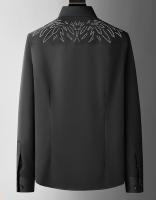 China Oem Small Quantity Clothing Factory Men'S Non Iron 95% Cotton 5% Spandex Rhinestone Shirt for sale