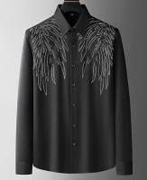 China Oem Small Quantity Clothing Factory Men'S Non Iron 95% Cotton 5% Spandex Rhinestone Shirt for sale