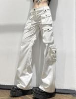 China Small Quantity Garment Manufacturer Women'S Multi Pocket Cargo Jeans Loose Low Rise Lounge Pants for sale