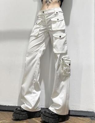 China Small Quantity Garment Manufacturer Women'S Multi Pocket Cargo Jeans Loose Low Rise Lounge Pants for sale