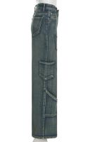 China Small Order Clothing Manufacturers Vintage Multi Pocket Tooling Jeans Loose Drape Low Waist Straight Trousers for sale