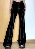 China Custom Clothing Factory China Women'S Casual Split Topstitch Bootcut Denim Pants for sale