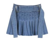 China Oem Apparel Manufacturers Women'S Pleated Skirt With Belt A - Line Skirt High Waist Denim Skirt for sale