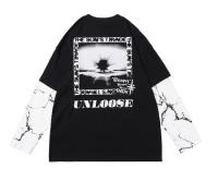 China Oem Apparel Manufacturers 230GSM 100% Cotton Men'S Oversized Print Double Long Sleeve T Shirt for sale