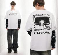 China Oem Apparel Manufacturers 230GSM 100% Cotton Men'S Oversized Print Double Long Sleeve T Shirt for sale
