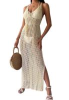 China Small Quantity Clothing Factory Solid Color Knitted Suspenders Dress Beach Casual Sweater Outer Skirt Women for sale