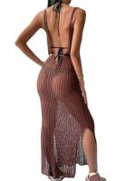 China Small Quantity Clothing Factory Solid Color Knitted Suspenders Dress Beach Casual Sweater Outer Skirt Women for sale