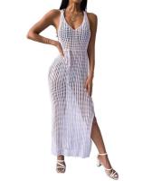 China Small Quantity Clothing Factory Solid Color Knitted Suspenders Dress Beach Casual Sweater Outer Skirt Women for sale