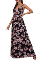 China Custom Clothing Factory China Women'S Summer Floral Printed Sleeveless V Neck Maxi Dress for sale