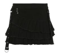 China Small Quantity Clothing Manufacturer Women'S Sexy Denim Pleated Skirt D Buckle Zipper Irregular Skirt for sale