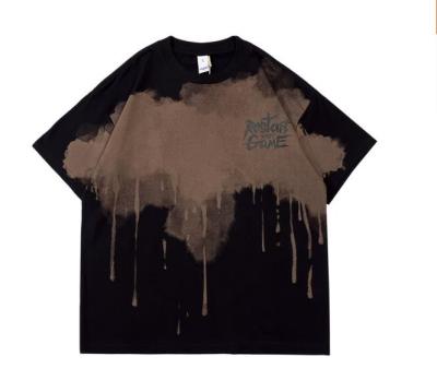 China Small Quantity Clothing Manufacturer Screen Print 230GSM 100% Cotton Men'S Loose Hand - Painted Half - Sleeves T Shirt for sale