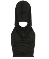 China Custom Apparel Factory Women'S 95% Polyester 5% Spandex With Hood Backless Stylish Hot Top for sale