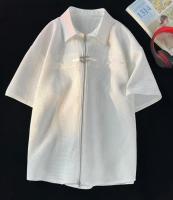 China Custom Apparel Manufacturers Men'S Summer Waffle Polo Shirt  Short Sleeve  Zipper Up T Shirt for sale