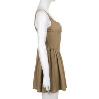 China Apparel Custom Vendor Women'S Fishbone Suspender Skirt Pleated Waist Zipper Dress for sale