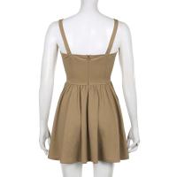 China Apparel Custom Vendor Women'S Fishbone Suspender Skirt Pleated Waist Zipper Dress for sale