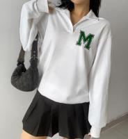 China Custom Apparel Factory China Women'S Sweatshirt Loose Long Sleeve Embroidered Pullover Hoodies With Button for sale