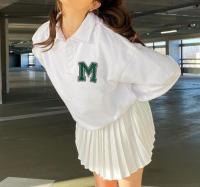 China Custom Apparel Factory China Women'S Sweatshirt Loose Long Sleeve Embroidered Pullover Hoodies With Button for sale