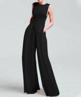 China Apparel Custom Manufacturers Womens Summer Crewneck Sleeveless Casual Loose Jumpsuits Rompers With Pockets for sale