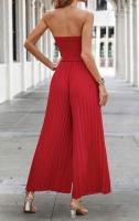 China Apparel Manufacturer For Small Business Smmer Women'S Strapless One Piece Backless Pressed Pleated Wide Leg Jumpsuit for sale