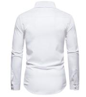 China Apparel Custom Factory China Men'S Polyester Blend Casual Long Sleeve Rose Embroidery Square Neck Shirt for sale