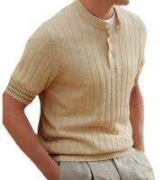 China Custom Apparel Factory Men'S 100% Acrylic Polo Shirt Lapel Short Sleeved Slim Fit Knitted Shirt for sale