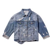 China All Match Ripped Denim Ladies Jackets Coats 2021 Fashion for sale