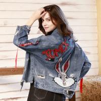 China All Match Ripped Denim Ladies Jackets Coats 2021 Fashion for sale