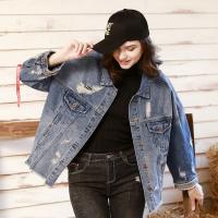 China All Match Ripped Denim Ladies Jackets Coats 2021 Fashion for sale